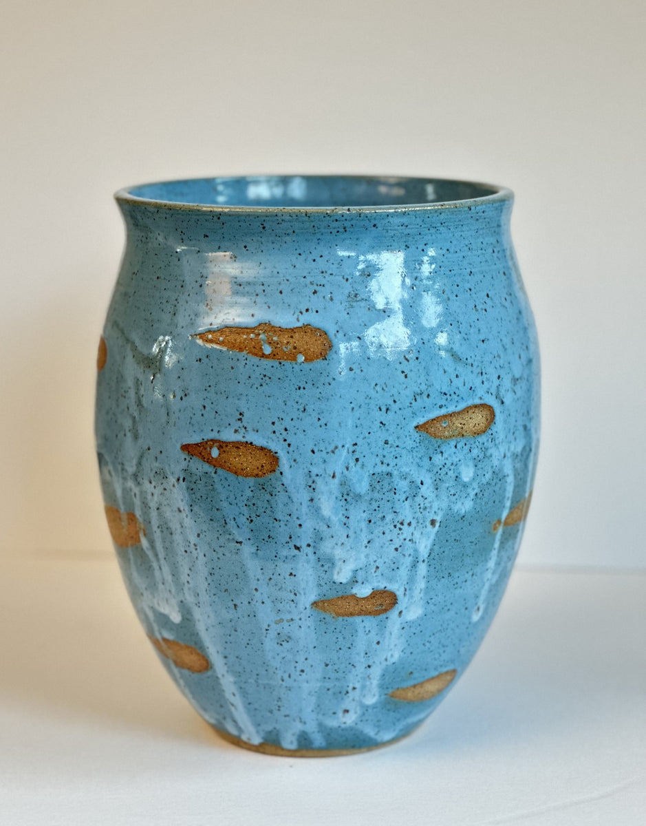 Large Vase - Turquoise with Wax Resist – Willowood Pottery